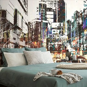 Samolepící tapeta abstraktní panorama města - 300x200 cm