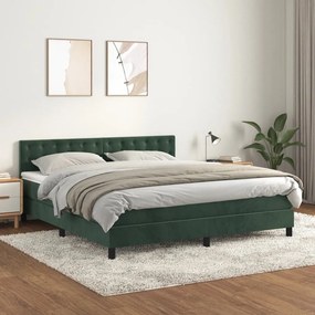Box spring postel s matrací tmavě zelená 160x200 cm samet 3141554