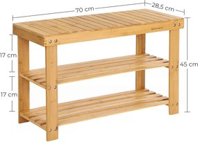 Bambusový botník, úložný systém na boty, přírodní