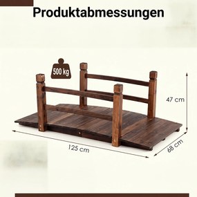 Costway Zahradní most z jedlového dřeva, obloukový most se – 125 × 68 × 47 cm