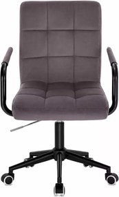 LuxuryForm DESIGN Otočná židle VERONA BLACK VELUR na černé podstavě s kolečky - tmavě šedá