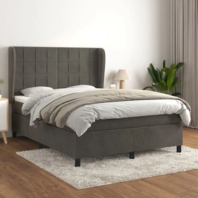 Box spring postel s matrací tmavě šedá 140x200 cm samet 3129214