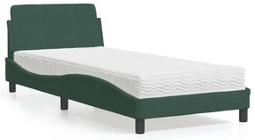 Postel s matrací Dover tmavě zelená 80 x 200 cm samet 3208294