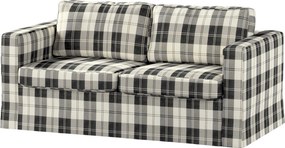 Potah na pohovku IKEA Karlstad 2-místná , nerozkládací, dlouhý barva černá látka pletený vzor, vzorované