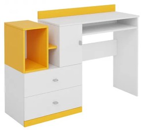 Psací stůl Oblada OB11, Barva: bílý / žlutý