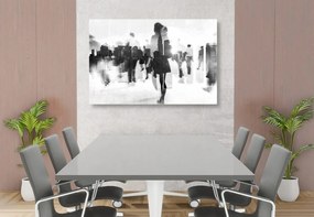 Obraz siluety lidí ve velkoměstě v černobílém provedení Varianta: 60x40