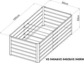 Vyvýšený zahradní záhon BestBerg VZ-940RW / 940 l / 180 x 90 x 58 cm / dekor dřeva