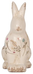 Keramická dekorace králík s kvítky Floral Cartoon M - 13*10*21 cm