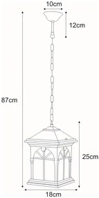 KEJO Venkovní závěsné osvětlení KERRY, 1xE27, 60W, zlaté, IP44 K-5156H CZARNY/ZŁOTY