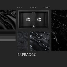 Laveo Barbados, 2-komorový granitový dřez 780x480x185 mm, černá skvrnitá, LAV-SBB_720T
