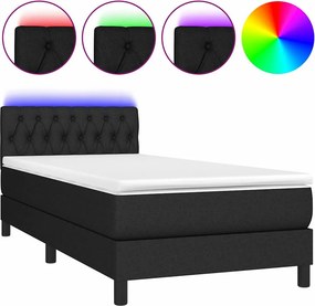 Box spring postel s matrací a LED černá 90x190 cm textil 3133359