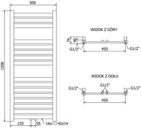 Mexen Uran, elektrické topné těleso 1200 x 500 mm, 600 W, zlatá lesklá, W105-1200-500-2600-50