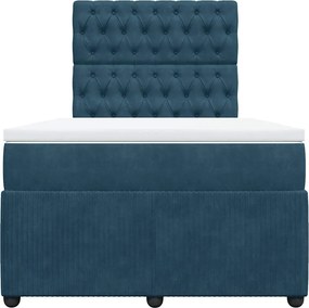 Box spring postel s matrací modrá 120 x 190 cm samet 3294596