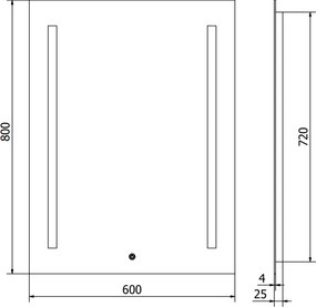 Mexen Remi, LED koupelnové zrcadlo s podsvícením 60x80 cm, 6000K, ochrana proti zamlžování, 9804-060-080-611-00