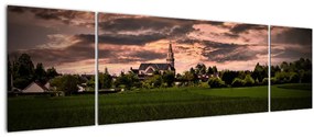 Obraz krajiny s kostelem (170x50 cm)