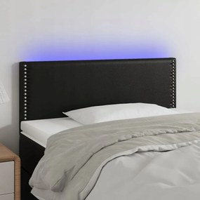 Čelo Postele S Led Šedé Umělá Kůže Černá 100 x 5 x 78/88 cm