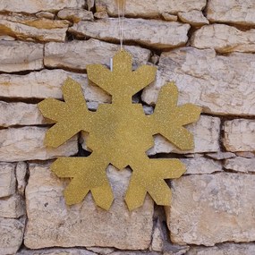 Vánoční ozdoba vločka I, pr. 40 cm, zlatá, překližka, venkovní