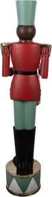 Kovová dekorace Louskáček Nutcracker s bubínkem - 33*33*121 cm