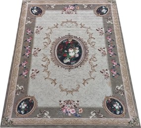 DY Béžový koberec s květinovým vzorem Horeca-New 100 Rozměr: 60x100 cm