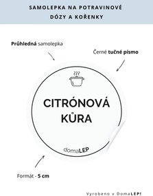 Samolepka na kořenky CITRÓNOVÁ KŮRA průhledná 5 cm tučné písmo