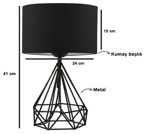Opviq Stolní lampa, Set 2 ks AYD-2974, Černá