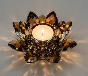 svícen, styl blízký východ, sklo, 5,5x11x11 cm, zlatá, Dekorino SD20260014