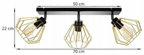Stropní svítidlo NUVOLA 1, 3x zlaté drátěné stínítko, (výběr ze 2 barev konstrukce - možnost polohování)