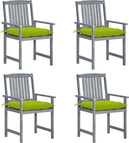 vidaXL Zahradní židle s poduškami 4 ks masivní akáciové dřevo [3061254] Barva: Jasně zelená
