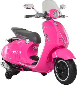Dětská elektrická motorka HOMCOM, 6V motorka pro děti s předními světly, hudbou, rychlostmi vpřed a vzad, tréninkovými koly, nosností 30 kg, elektrick