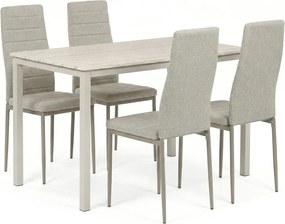 Jídelní set s 4 židlemi, 110x70x75cm travertin, ASE-1039 CRM2