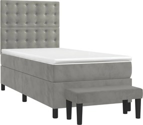 Box spring postel s matrací světle šedá 100x200 cm samet 3138067
