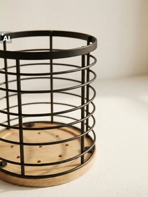 Sinsay - Kovový odkapávač na příbory s bambusovým dnem - černá