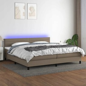Box spring postel s matrací a led textil taupe