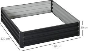 Vyvýšený záhon Outsunny, květinový box, zeleninový záhon, box na rostliny, bylinkový záhon do zahrady, na terasu, balkon, ocel, šedý, 120 x 30 cm