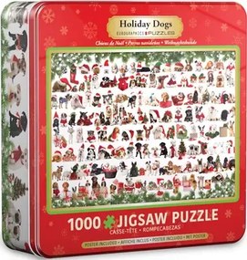 EUROGRAPHICS Puzzle v plechové krabičce Vánoční psi / 1000 dílků / 67,