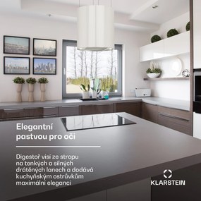 Klarstein Barett, digestoř, 35 cm, ostrůvková, 560 m³/h, LED, filtr s aktivním uhlím, bílá