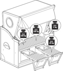 Tchibo - Prémiový plážový koš XL se 2 výklopnými stolky - barva: šedá