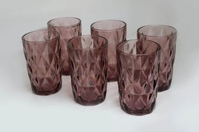 Růžové skleněné sklenice vysoké 390ml 6ks