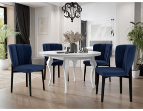 Oválný rozkládací stůl se 4 židlemi ST106 08, barva: černá, Barva stolu: bíly lesk, Potah: Magic Velvet 2219