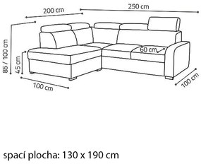 Sedací souprava OSLO L | 200x250 cm | rozkládací + úložný prostor | polohovatelné záhlavníky | VÝBĚR TKANIN