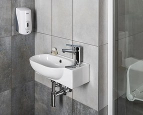 Sapho Sapho, ARIANA litý mramor umyvadlo 50x25cm, baterie vpravo, černá mat, SM016B