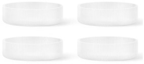 ferm LIVING Skleněná miska Ripple Frosted - set 4 ks, bílá barva, sklo