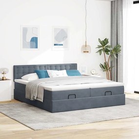 Osmanský rám postele s matracíes tmavě šedá 180x200cm samet 3312111