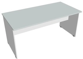 Stůl jednací rovný 160 cm - Hobis Gate GJ 1600 Dekor stolové desky: šedá, Dekor lamino podnože: bílá