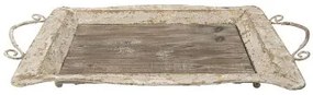 Dekorativní podnos dřevo kov 65*40*9 cm Clayre &amp; Eef 50283
