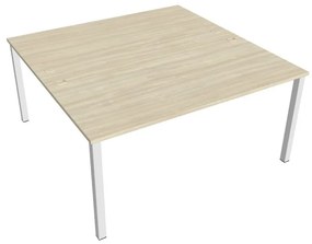 Dvojstůl pracovní rovný 160×160 cm - Hobis Uni USD 1600 Dekor stolové desky: akát, Barva nohou: bílá