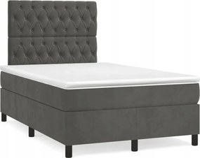 Box Spring Postel S Matrací Samet Tmavě Šedá Prošívaný design 120 x 190 c