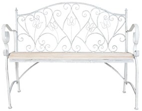 Clayre & Eef - kovová zahradní lavička s dřevěným sedákem 5Y0254, 110x50x90 cm