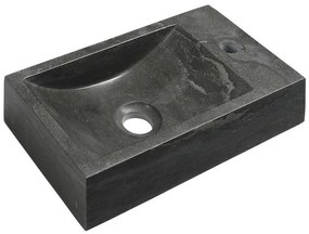 Sapho, BLOK kamenné umyvadlo 40x10x22 cm, otvor vpravo, černý Antracit, 2401-28