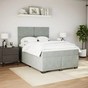 Box spring postel s matrací světle šedá 160x200 cm samet 3293248